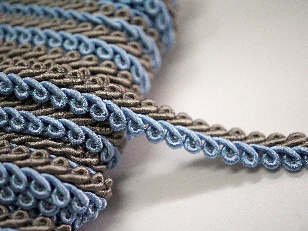 5 Yards 7/16" Light Gray-sky Blue Gimp Braid, Gimp Braid, Braided Gimp ...