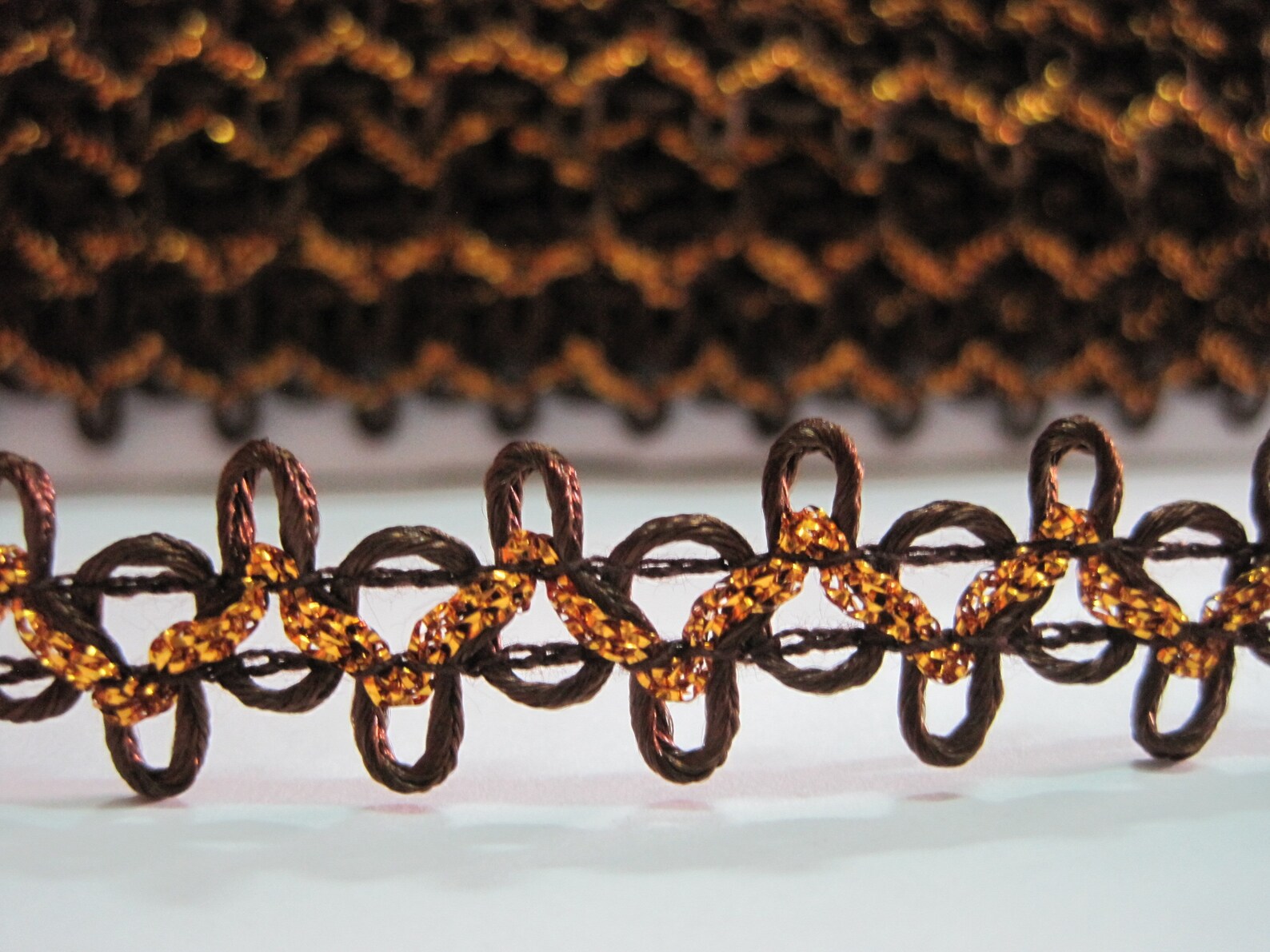 5 Yards Dark Brown Picot With Metallic Braided Picot Edge | Etsy