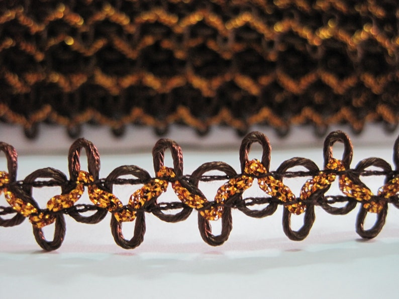 5 Yards Dark Brown Picot With Metallic Braided Picot Edge | Etsy