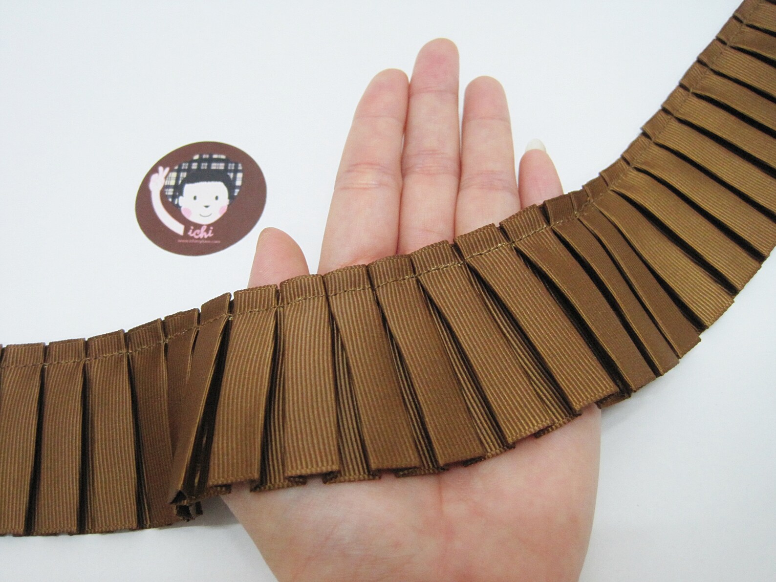 1 Yd 2" Brown Grosgrain Box Pleated Trim, Box Pleated Trim, Box Pleated ...