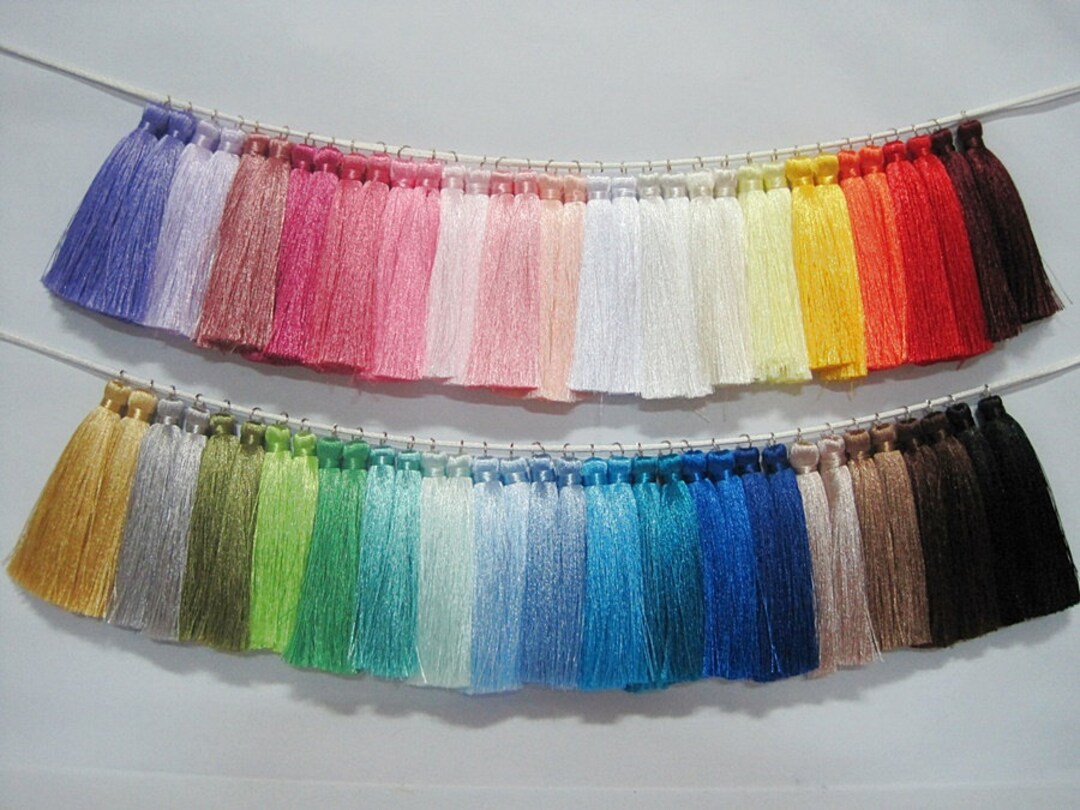 20 Pieces SELECT COLOR Long Silk Tassel With Jump Ring, Tassel Set ...
