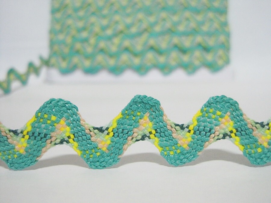 5 yards Aqua Green Multicolored Rick Rack Trim Ric Rac Trim | Etsy