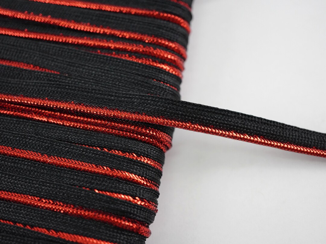 5 Yards 1/4" Black Red Metallic Lip Cord Piping, Edge Piping ...