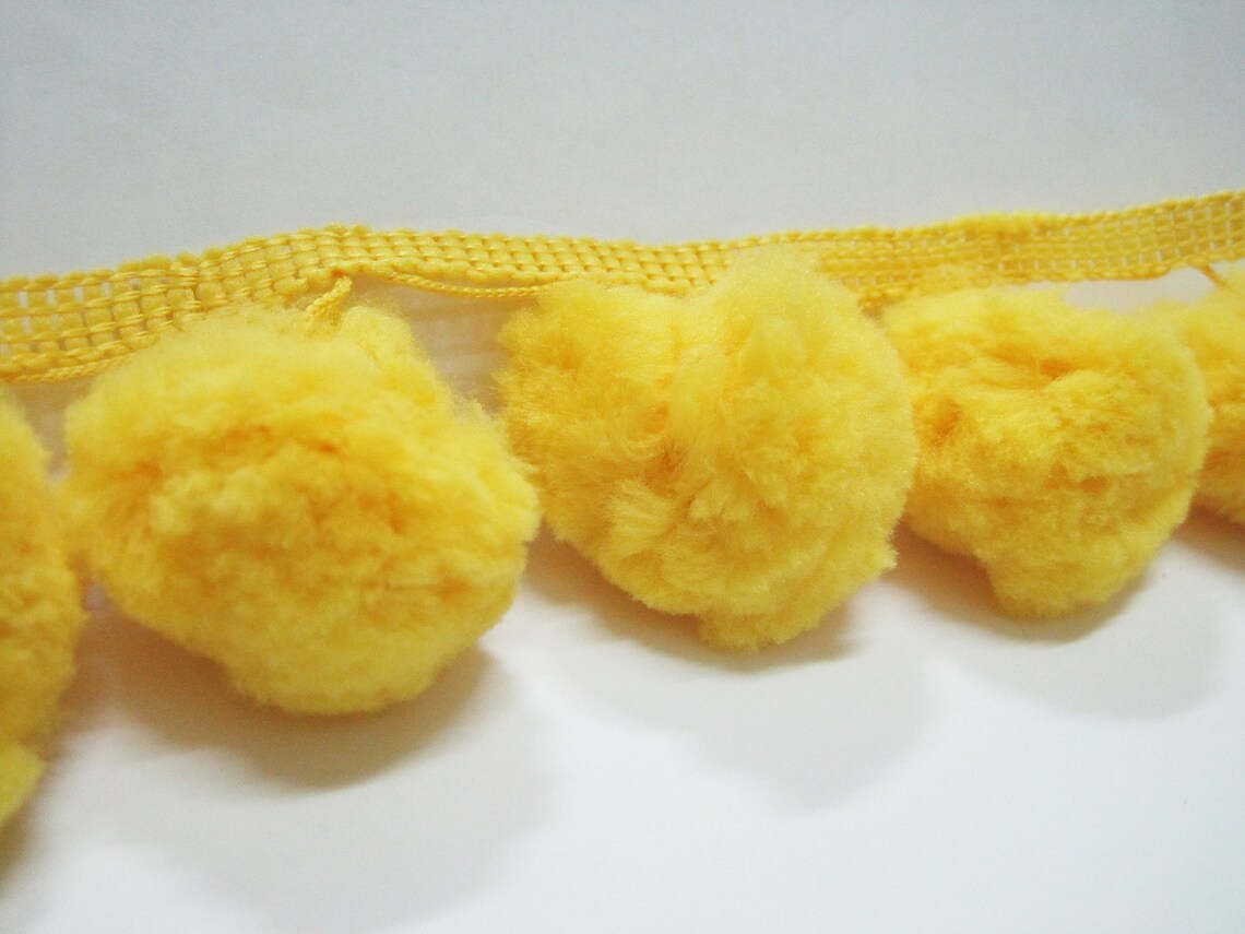 5 Yards 3.5 Cm Jumbo Pom Pom Trim, Bright Yellow Pom Pom Trim, Extra ...