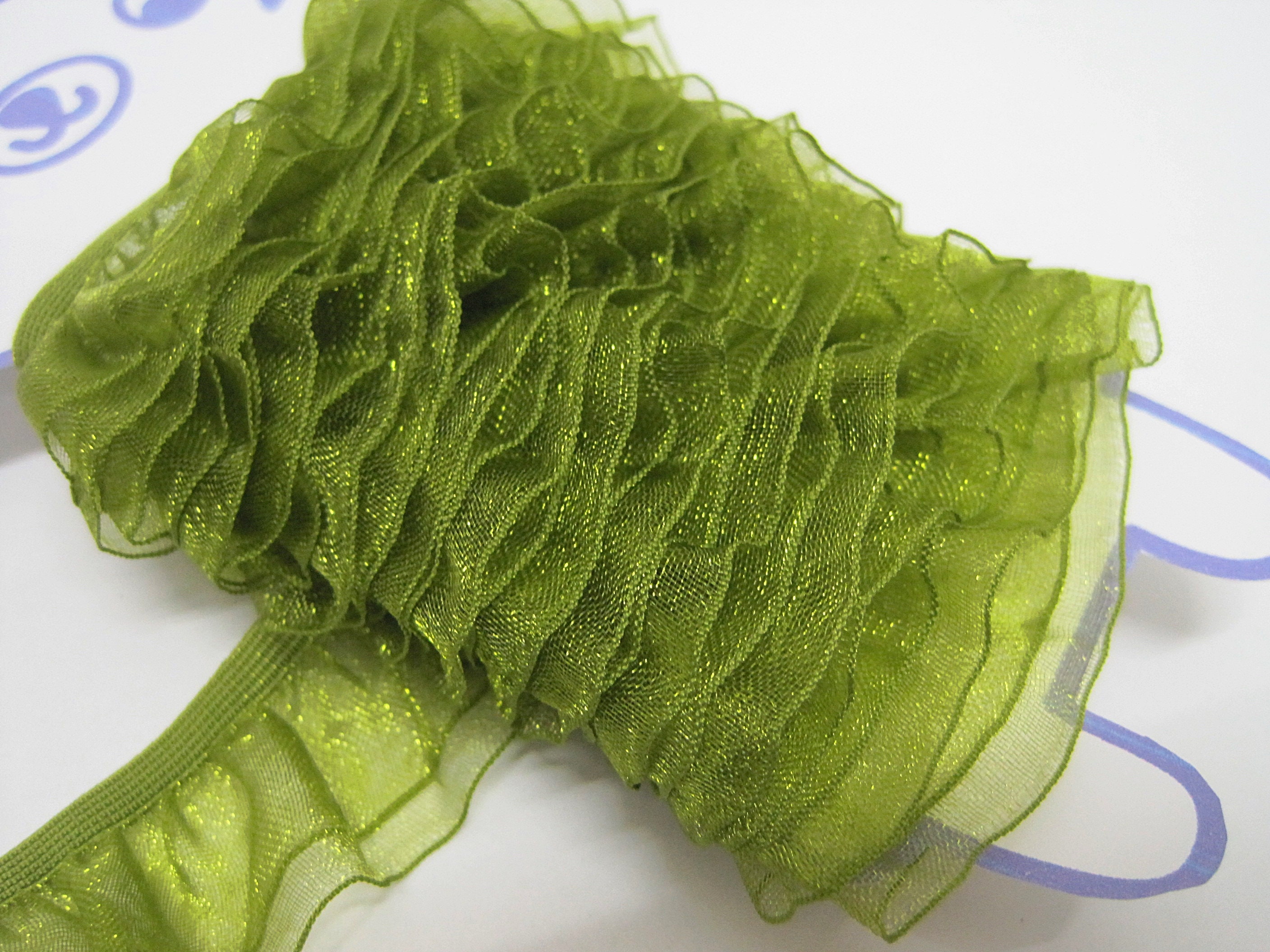 5 Yards Olive Green Organza Ruffle Elastic Trim 2-layers | Etsy