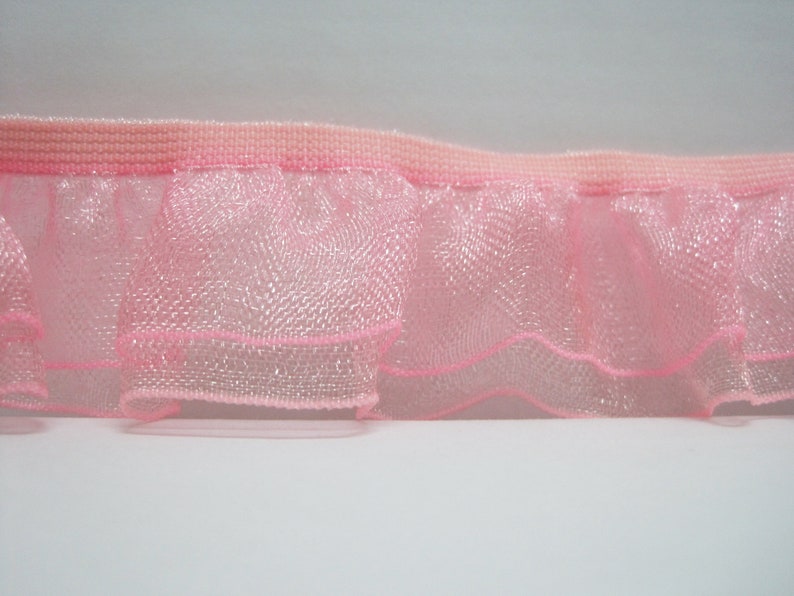 5 Yards Coral Pink Organza Ruffle Elastic Trim 2-layers | Etsy
