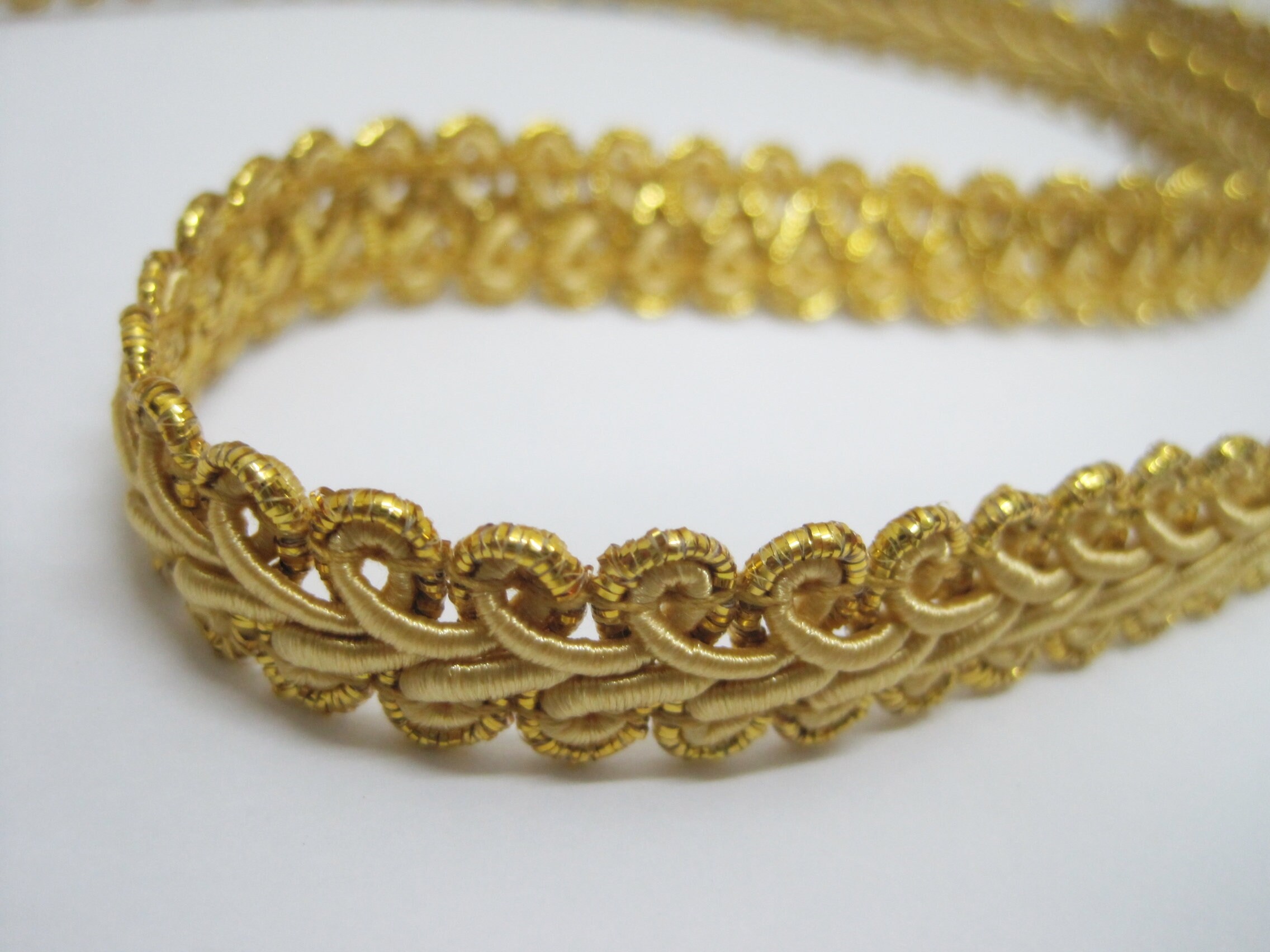 5 Yards 1/2" Gold Gimp Braided Gold Metallic Edge Trim, Gimp Braid ...