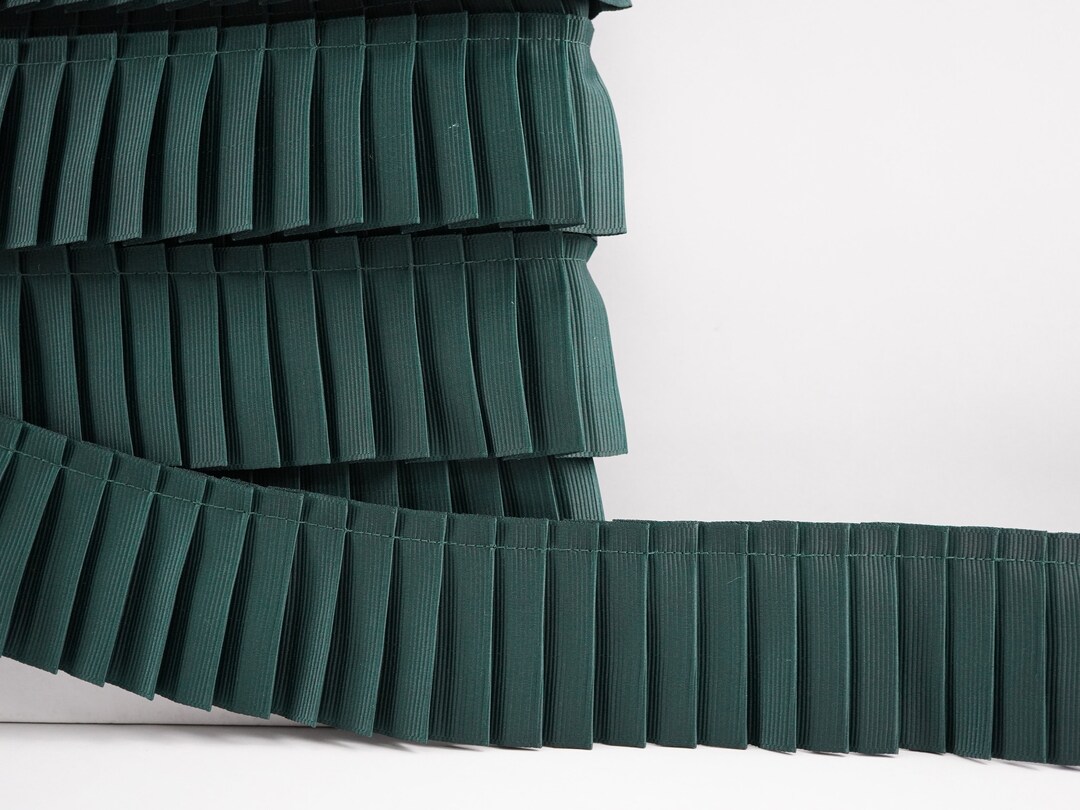 1 Yd 2" Forest Green Grosgrain Knife Pleated Trim, Knife Pleat Trim ...
