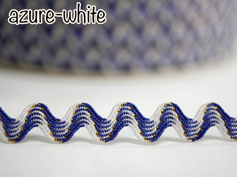 5 Yards 5/16" Blue Rick Rack Trim With Gold Glitter - Etsy UK