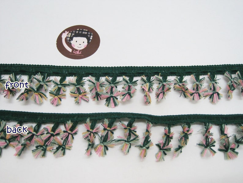 5 Yards Green Fly Fringe Green Pink Flower Trim Flower | Etsy