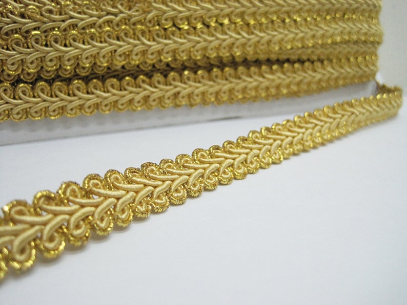 5 Yards 1/2" Gold Gimp Braided Gold Metallic Edge Trim, Gimp Braid ...