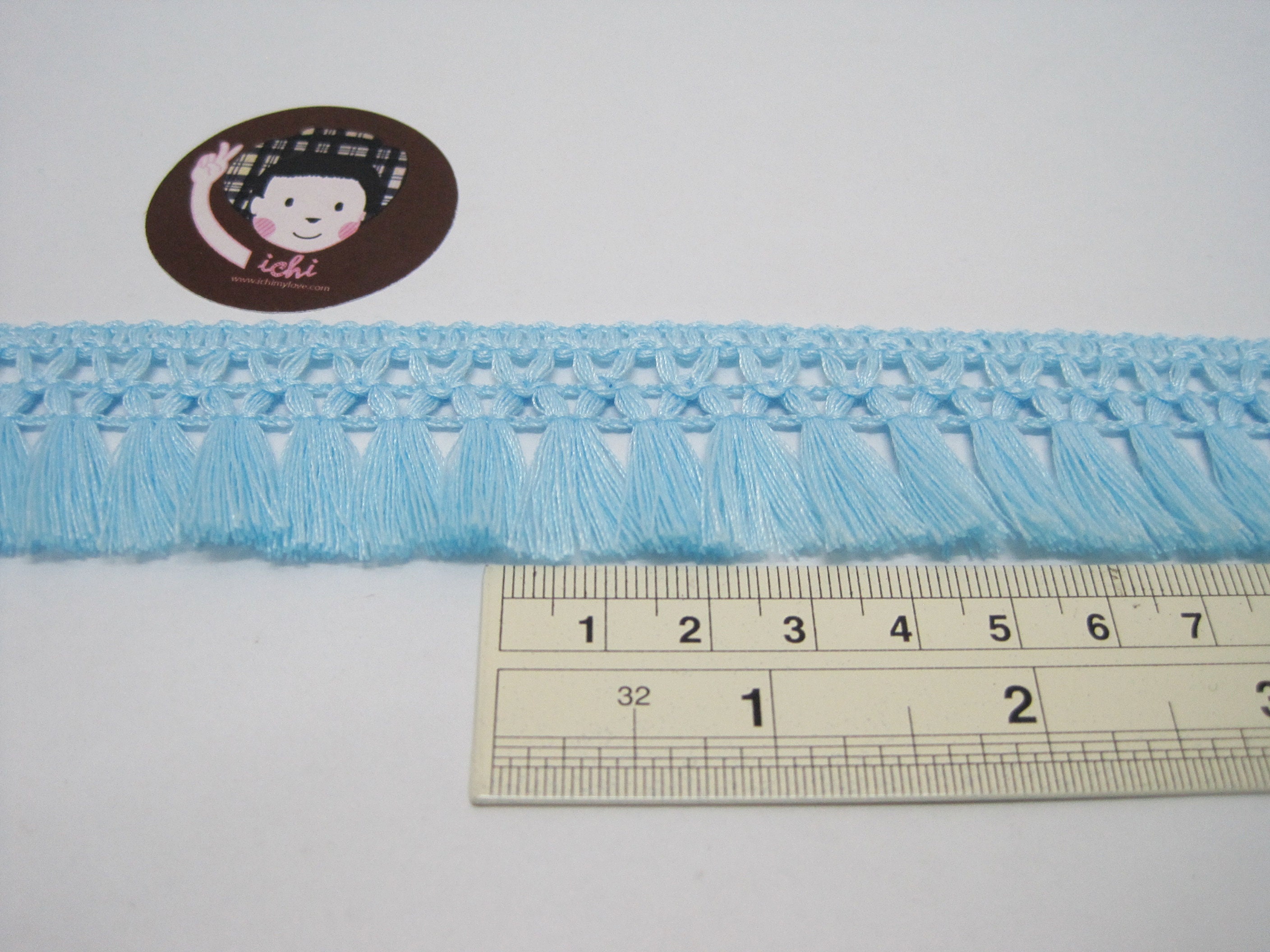 5 Yd 1-1/4 Light Blue Cotton Tassel Trim Blue Trim | Etsy