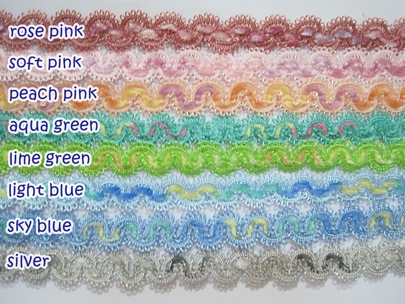 5 Yards 5/8" Aqua Green Chenille Rick Rack Trim, Multicolored Ric Rac ...