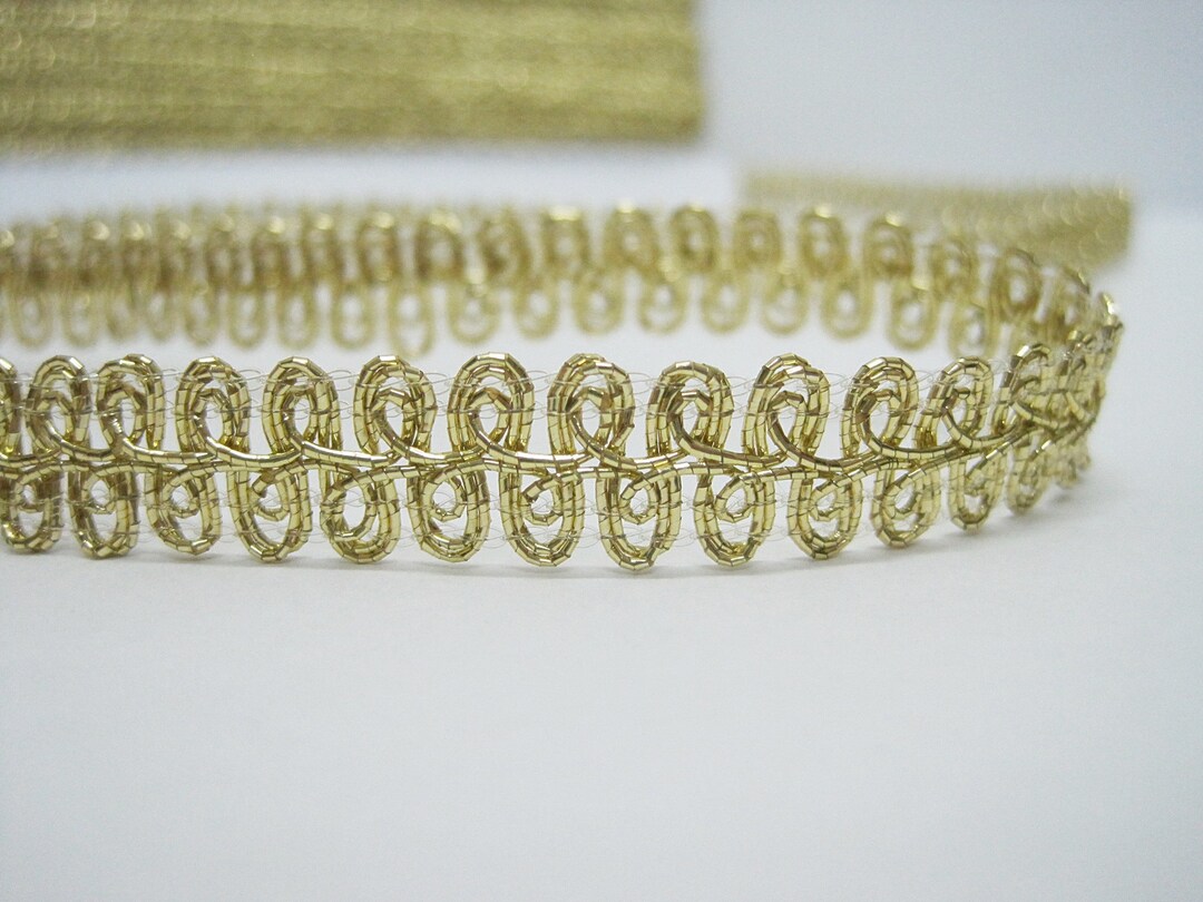 5 Yards 3/8" Light Gold Gimp Braided Trim, Gimp Braid, Braided Gimp ...