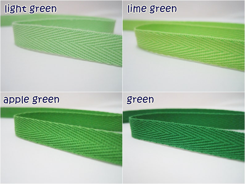 5 Yards 3/8" Green Herringbone Tape, Green Twill Tape, Green Cotton ...