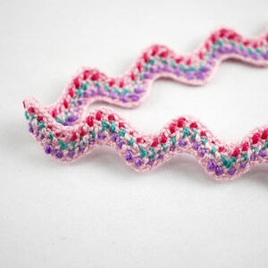 5 Yards Pink Embroidered Rick Rack, Embroidered Vine Rick Rack, Plaited ...