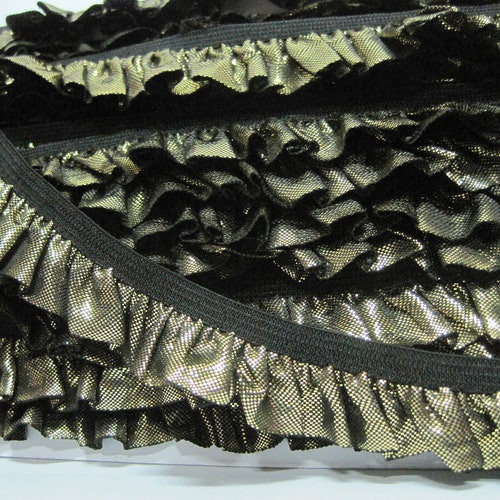 5 Yards White Gold Metallic Ruffle Elastic Trim Ruffle Trim - Etsy