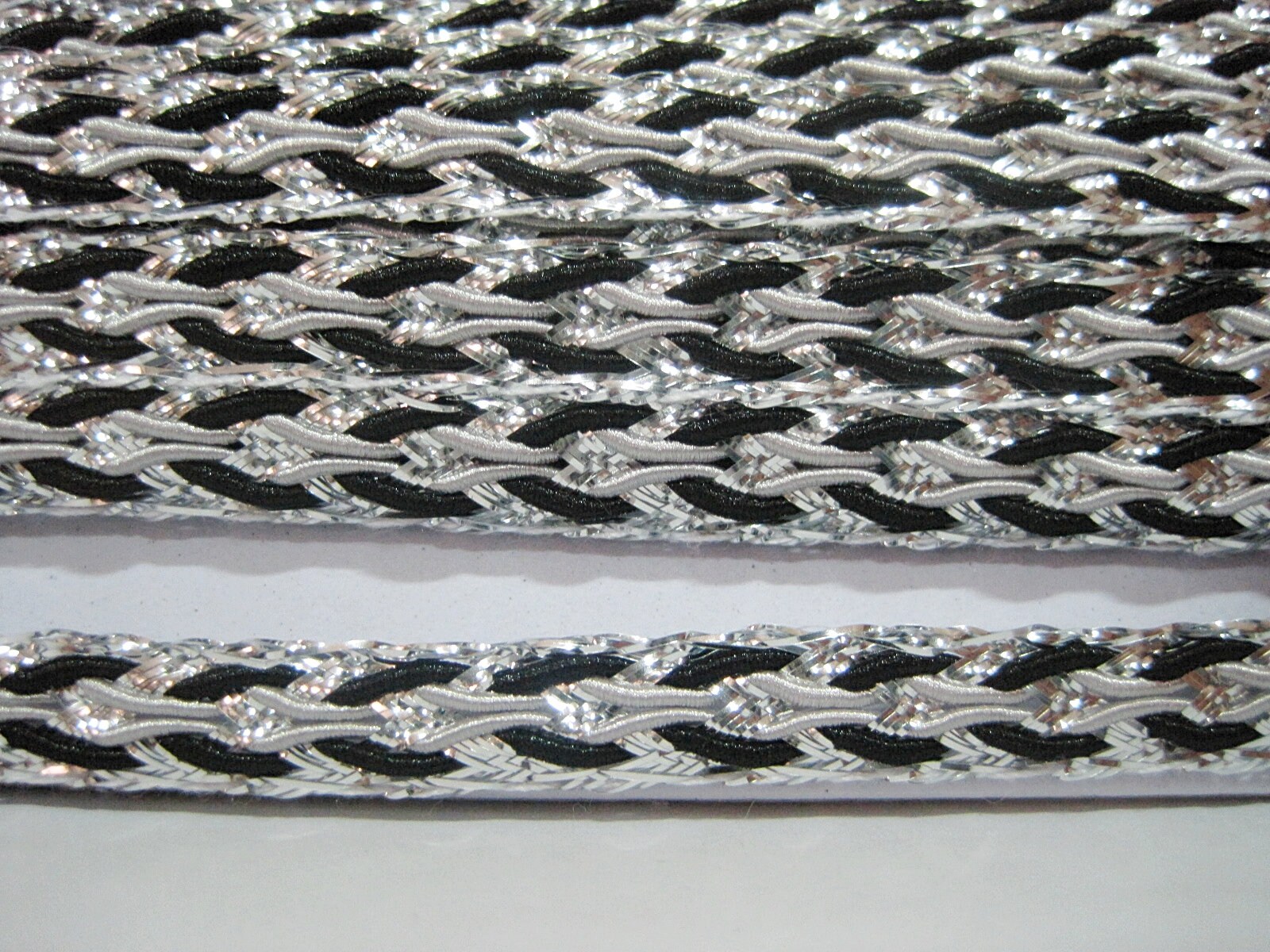 5 Yards Black-Silver Metallic Braid Gimp Braid Flat Braided | Etsy