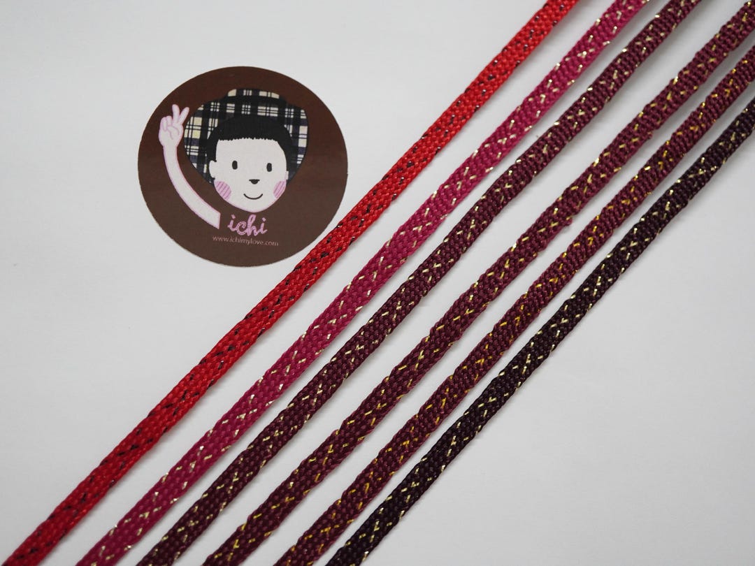 5 Yards 3/16" Red Flat Braided Cord With Gold Metallic - Etsy