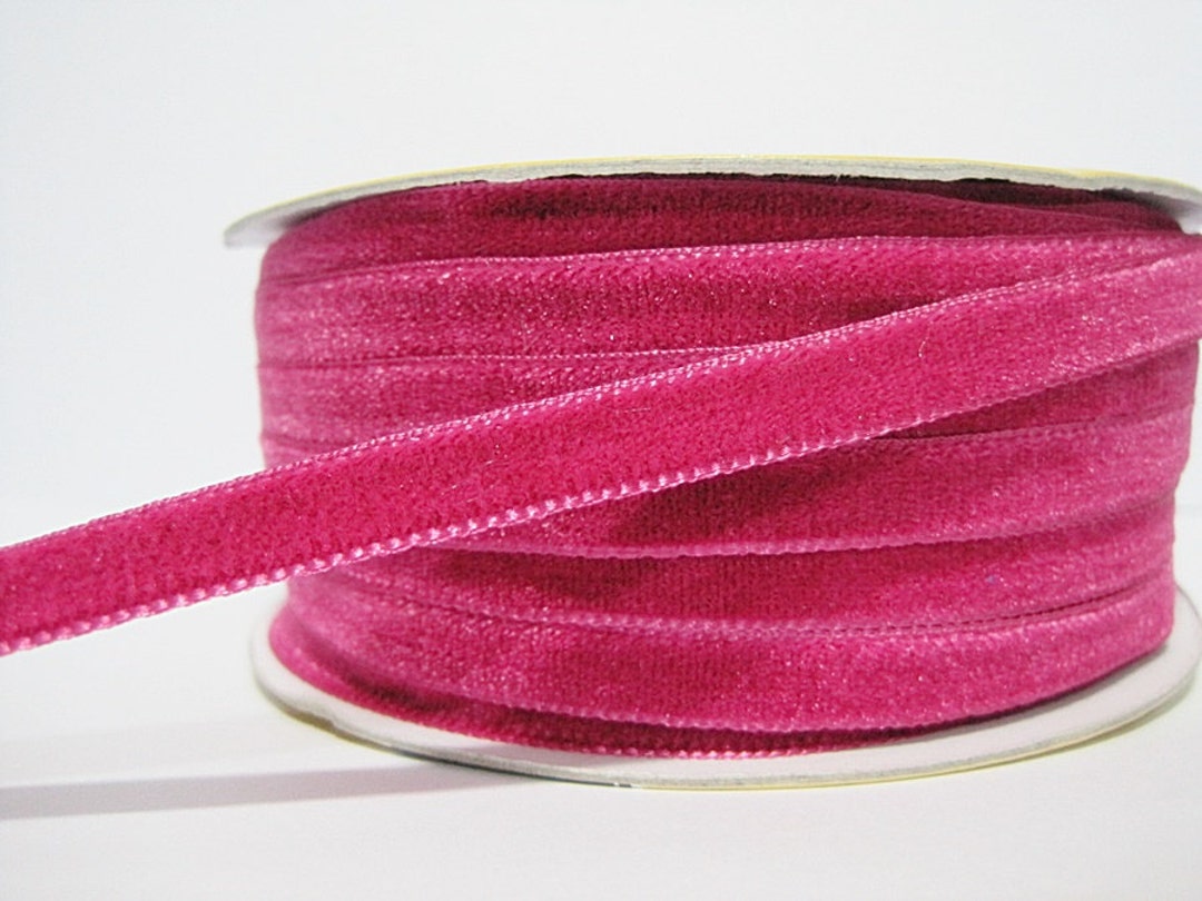5 Yards 3/8" Hot Pink Velvet Ribbon, Pink Velvet Ribbon, Ribbon Lot ...