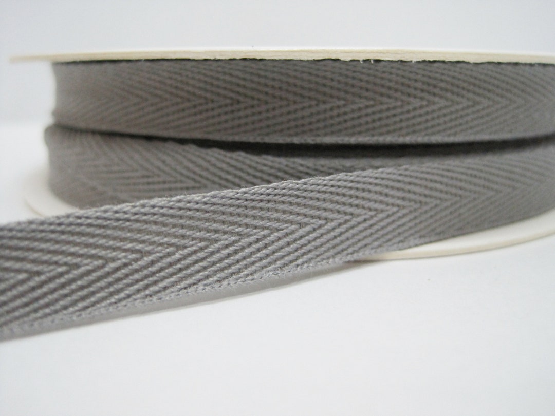 5 Yards 3/8" Light Gray Herringbone Tape, Grey Trim, Gray Cotton Tape ...