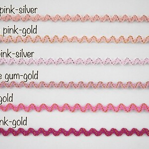 5 Yards Pink Tiny Rick Rack With Gold Metallic, Tiny Rick Rack, Mini ...