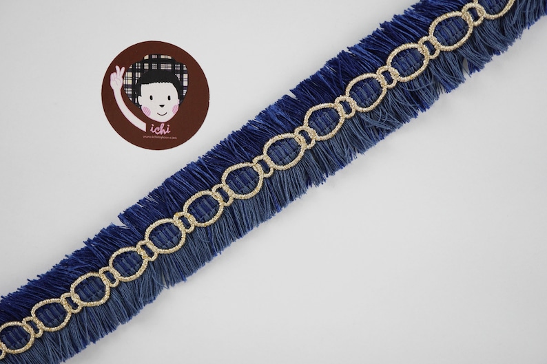 5 Yards Navy Blue Double Sided Fringe, Tassel Fringe, 2 Sides Fringe, 2 ...