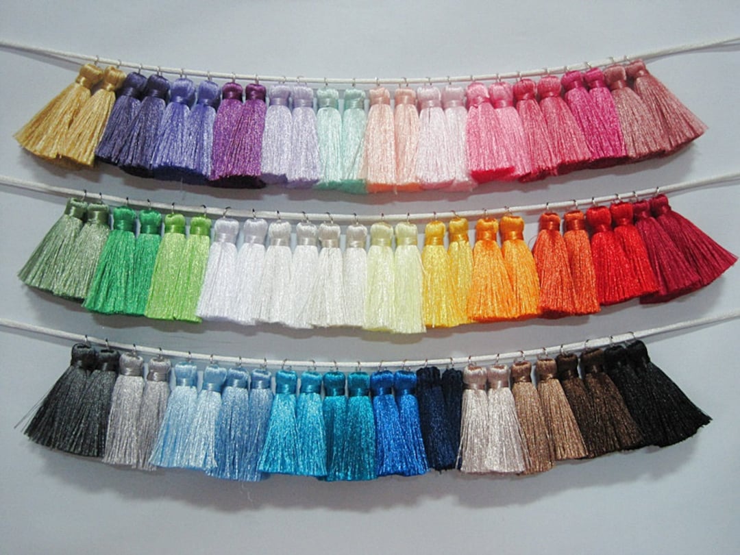 20 Pieces SELECT COLOR Short Silk Tassel With Jump Ring, Tassel Set ...