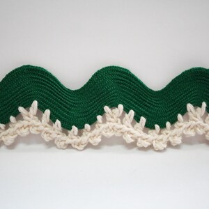 Pine Green Crocheted Rick Rack Trim, Handmade Crochet Lace, Jumbo Rick ...