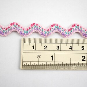 5 Yards Pink Embroidered Rick Rack, Embroidered Vine Rick Rack, Plaited ...