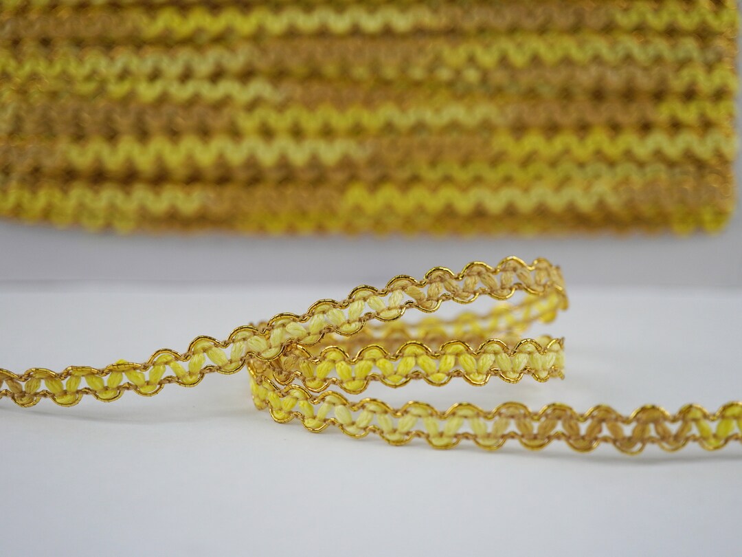 5 Yards Multicolored Rick Rack With Gold Metallic, Yellow Rick Rack ...