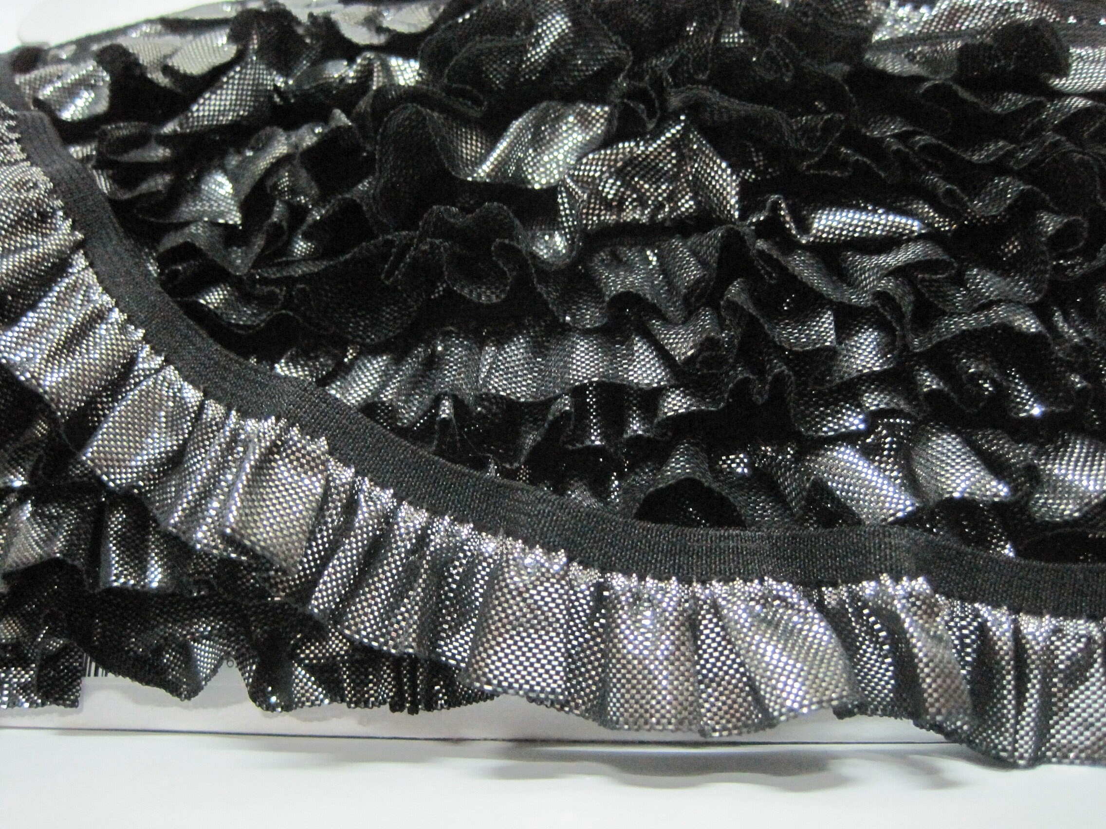 5 Yards Silver Metallic Ruffle With Black Elastic Trim Ruffle - Etsy