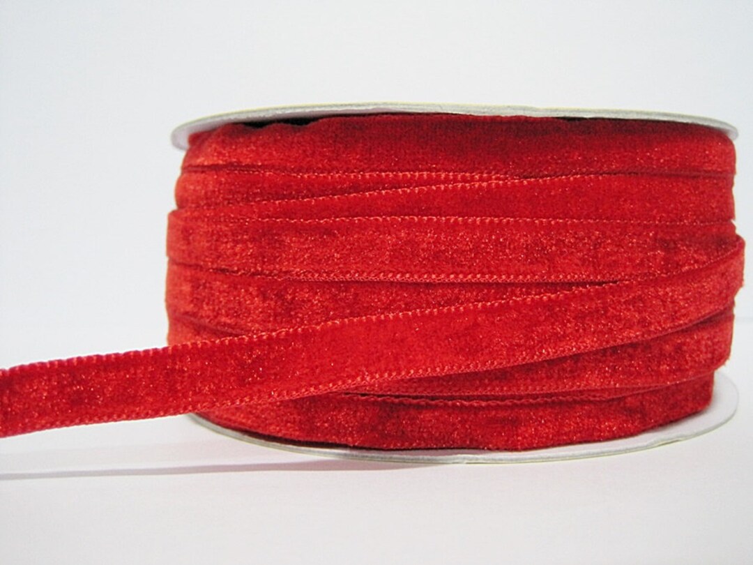 5 Yards 3/8" Red Velvet Ribbon, Red Velvet Ribbon, Ribbon, Ribbon Lot ...