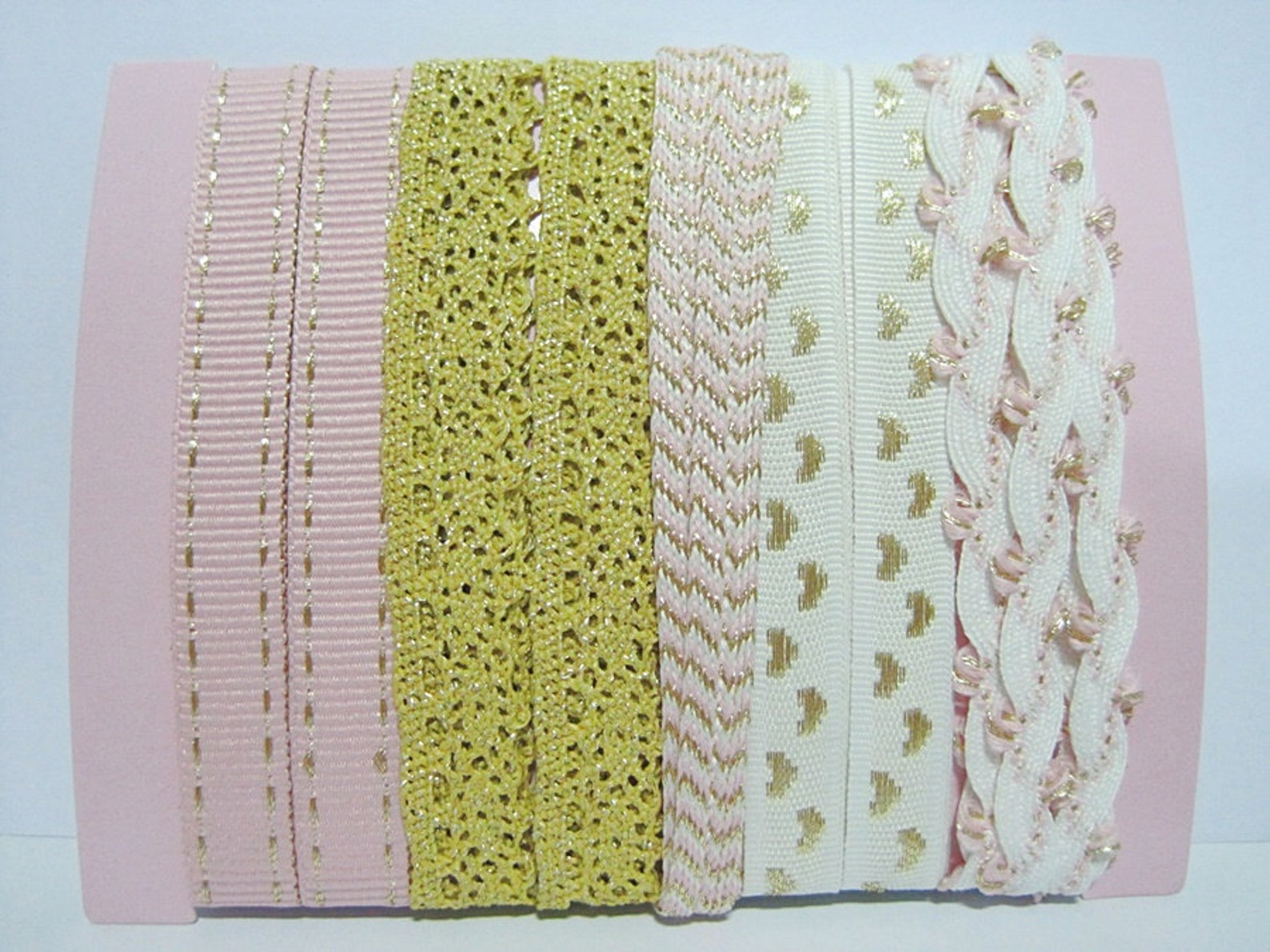 Pink trim set 2 trim set pink trim gold trim gold lace | Etsy