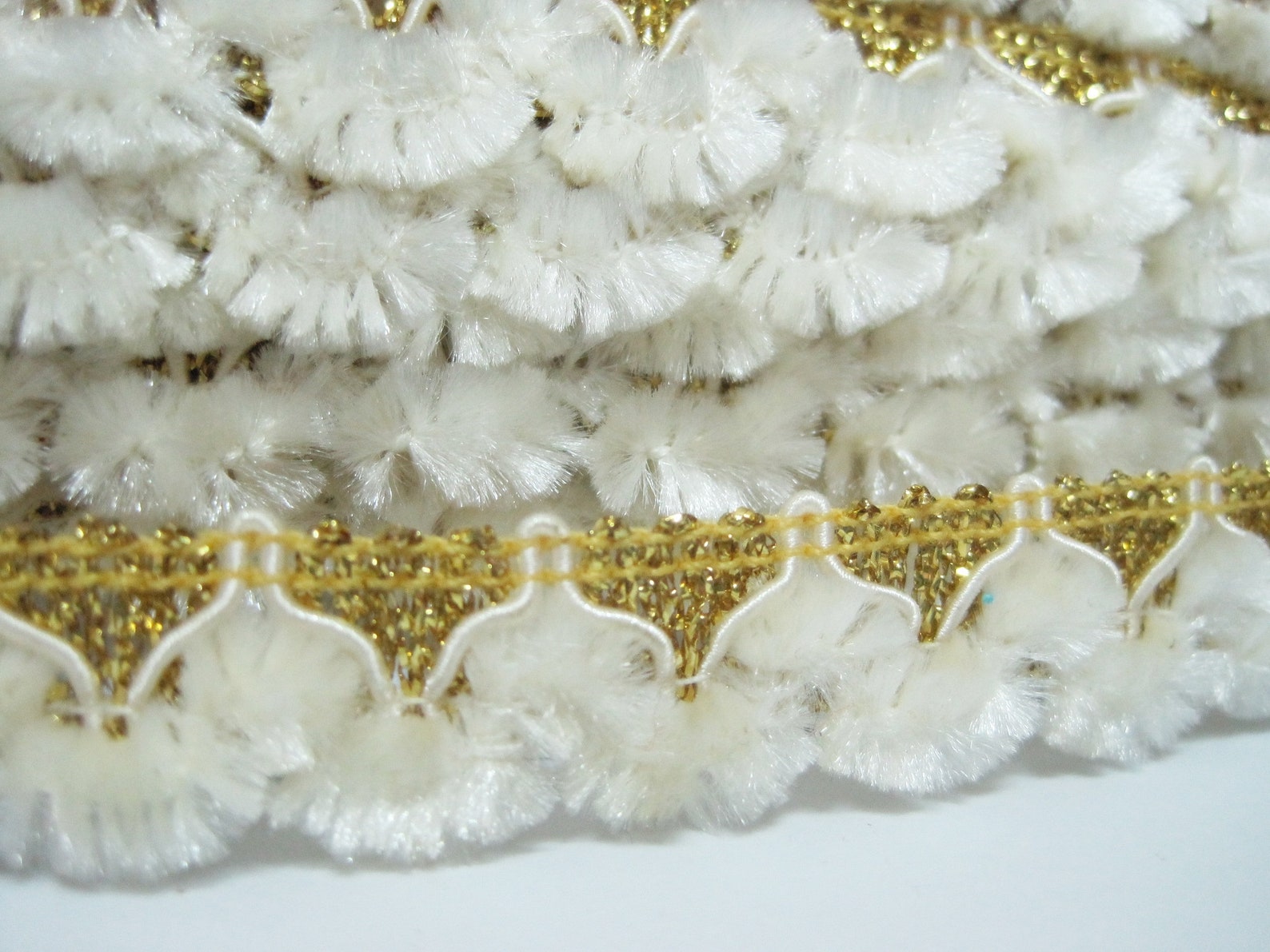 5 Yard of Gold Metallic Cream Chenille Braided Chenille Trim - Etsy