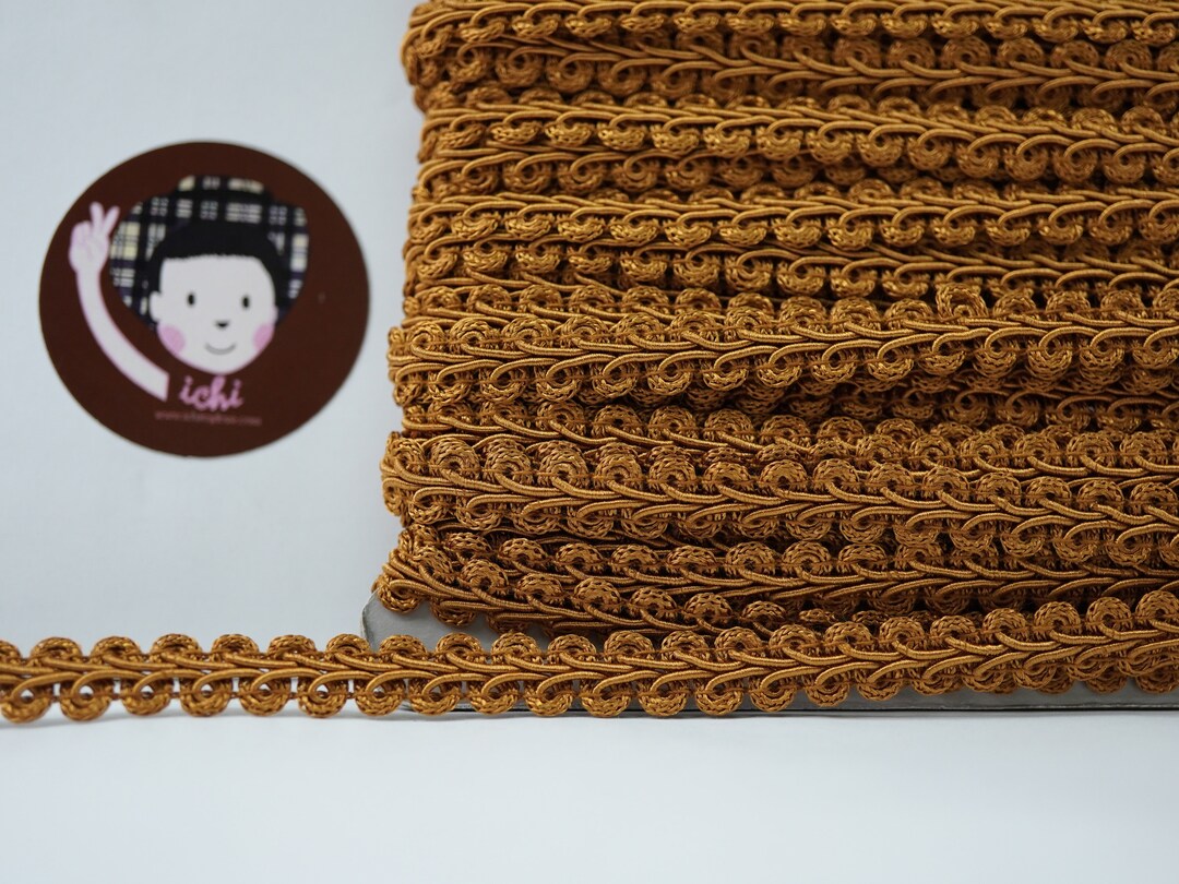 5 Yards 3/8" Golden Brown Gimp Braided Trim, Gimp Braid, Braided Cord ...