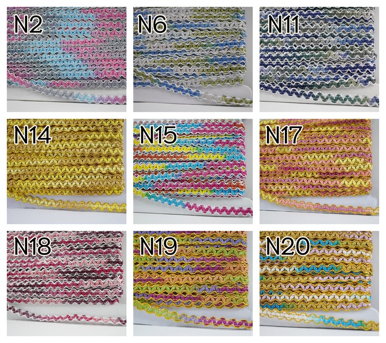 5 Yards Multicolored Rick Rack With Gold Metallic, Yellow Rick Rack ...