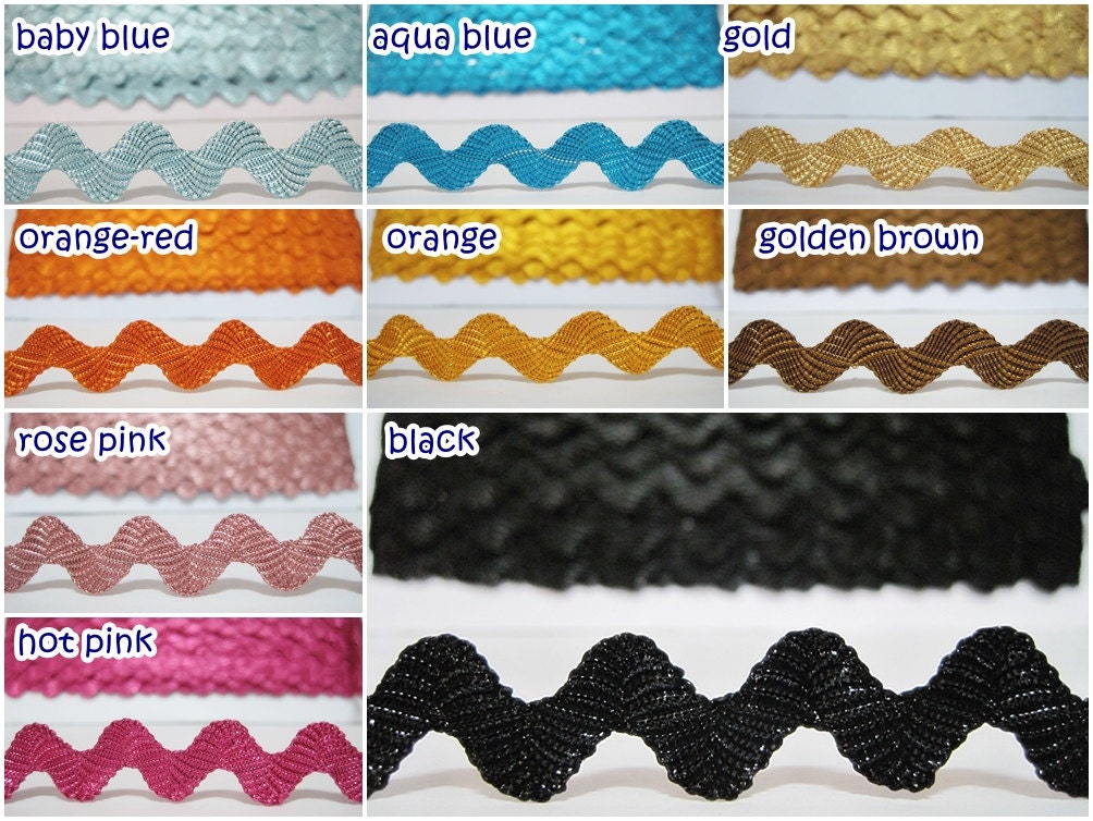 5 Yards Black Metallic Rick Rack Trim, Black Trim, Ric Rac Trim,black ...