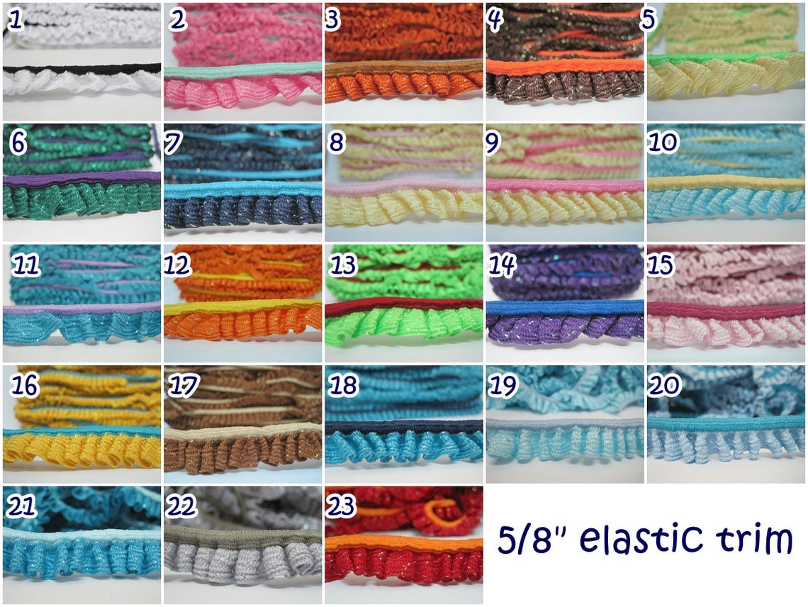 5 Yards 2 Tone Elastic Trim, Ruffle Trim, Elastic Trim, Elastic Ribbon ...