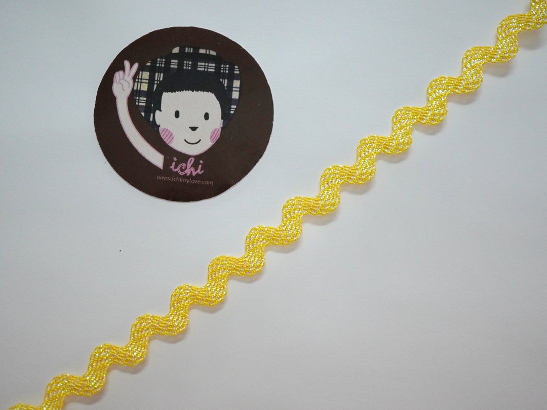 5 Yards 3/8" Bright Yellow Sparkly Rick Rack Trim, Glitter Trim, Ric ...