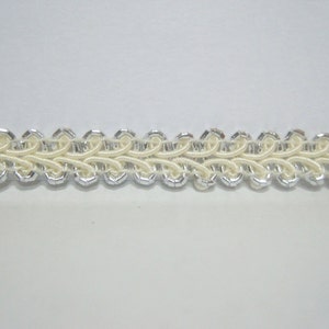 5 Yards 1/4" Cream Gimp Braided Silver Edge, Gimp Braid, Braided Cord ...