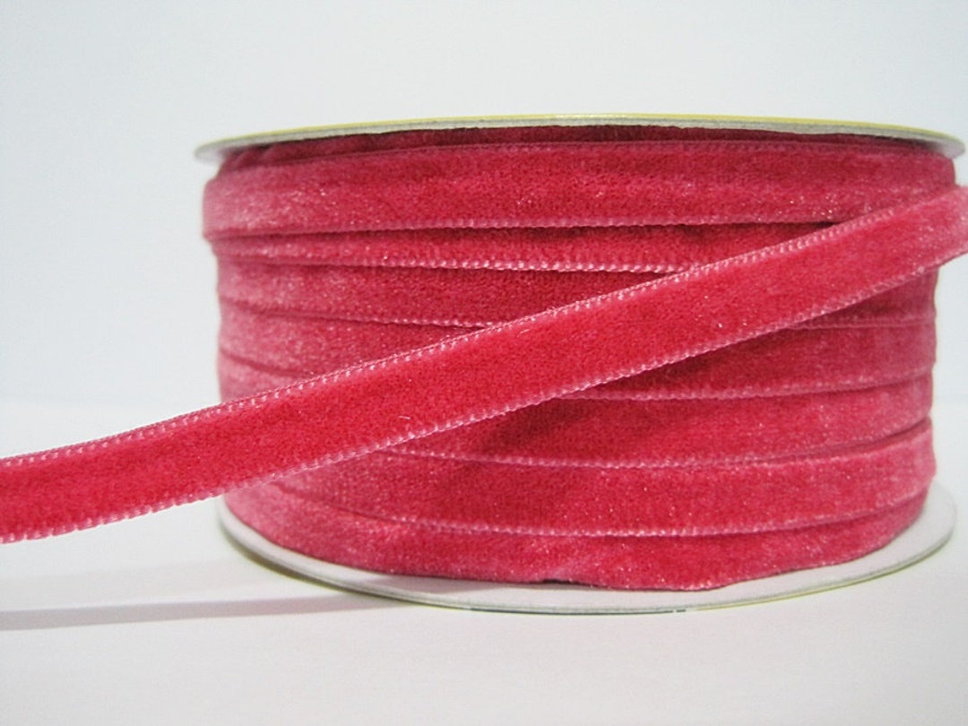 5 Yards 3/8" Shocking Pink Velvet Ribbon, Pink Velvet Ribbon, Ribbon ...