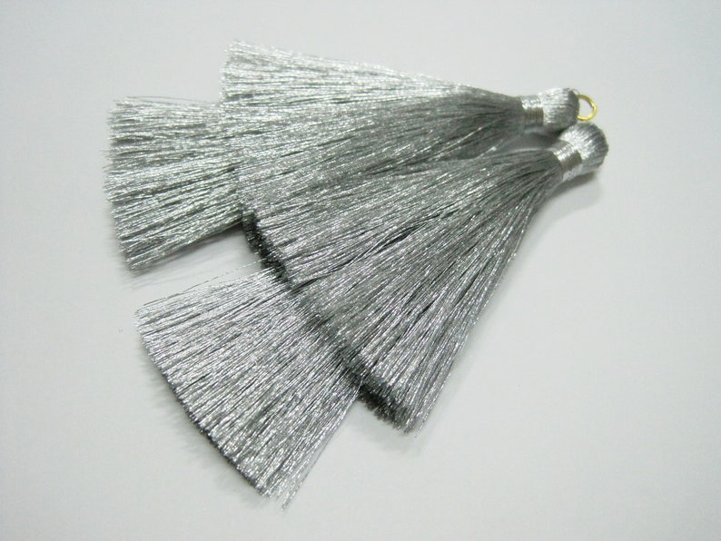 1 Pair Silver Double Metallic Tassel Metallic Tassel Double - Etsy
