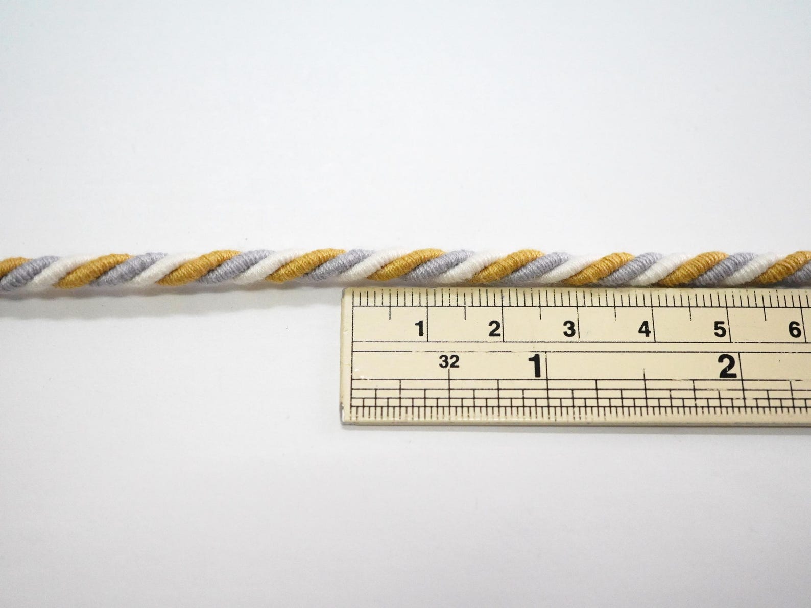5 Yds 4 Mm Gold-ivory-silver Twist Cord, Braided Cord, Soutache Cord ...