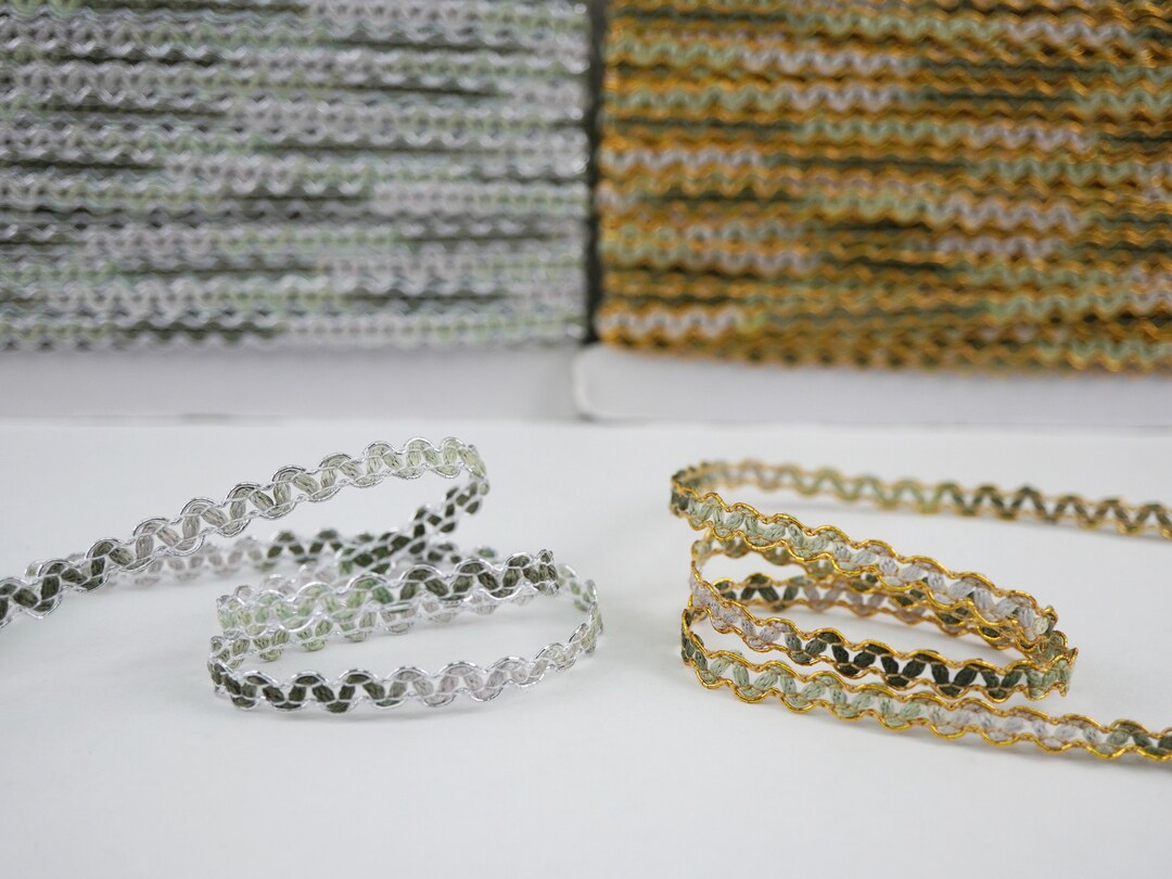 5 Yards Multicolored Rick Rack With Silver/gold Metallic, Rainbow Rick ...