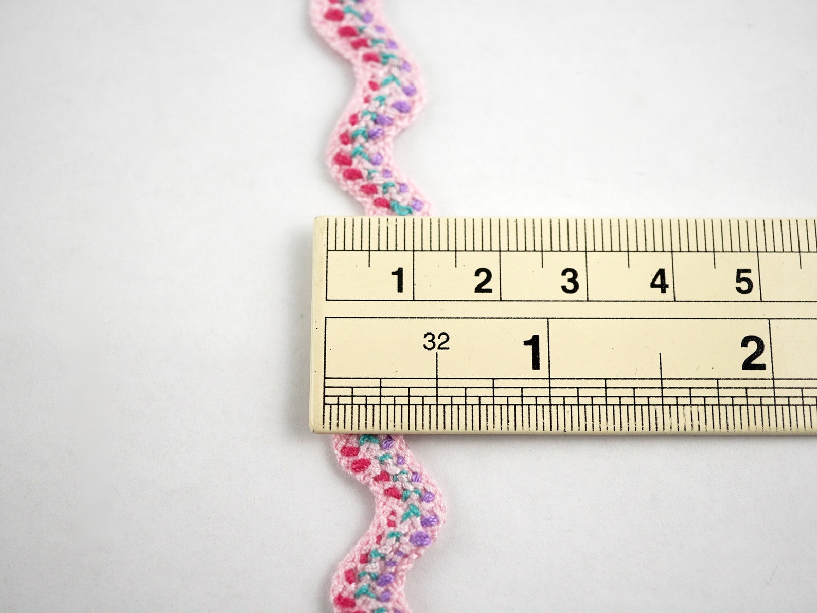 5 Yards Pink Embroidered Rick Rack, Embroidered Vine Rick Rack, Plaited ...