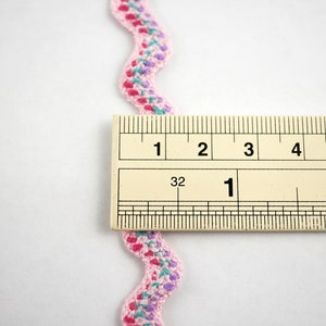 5 Yards Pink Embroidered Rick Rack, Embroidered Vine Rick Rack, Plaited ...