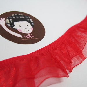 5 Yards Red Organza Ruffle Elastic Trim 2-layers, Chiffon Ruffle Trim ...