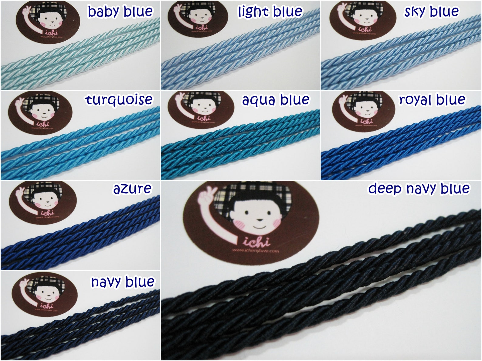 5 Yd 4 Mm Twisted Cord Blue Twisted Cord Braided Cord - Etsy