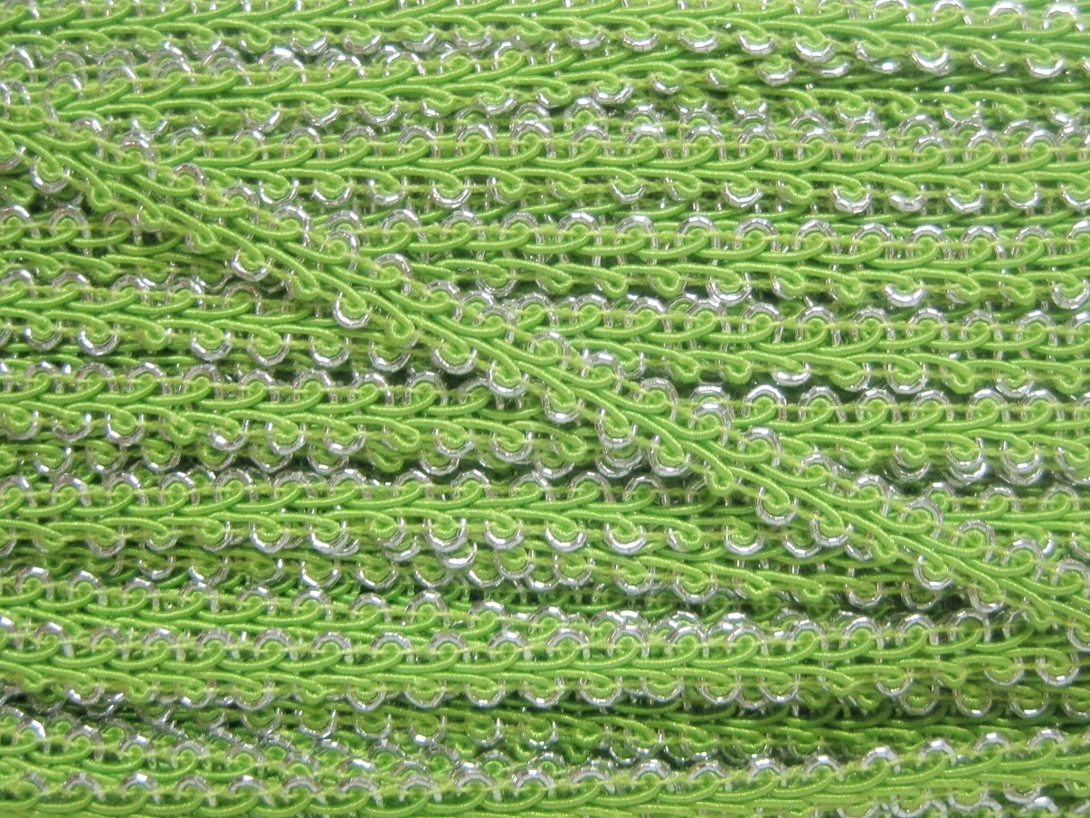 5 Yards 1/4 Lime Green Gimp Braided Silver Edge Gimp - Etsy
